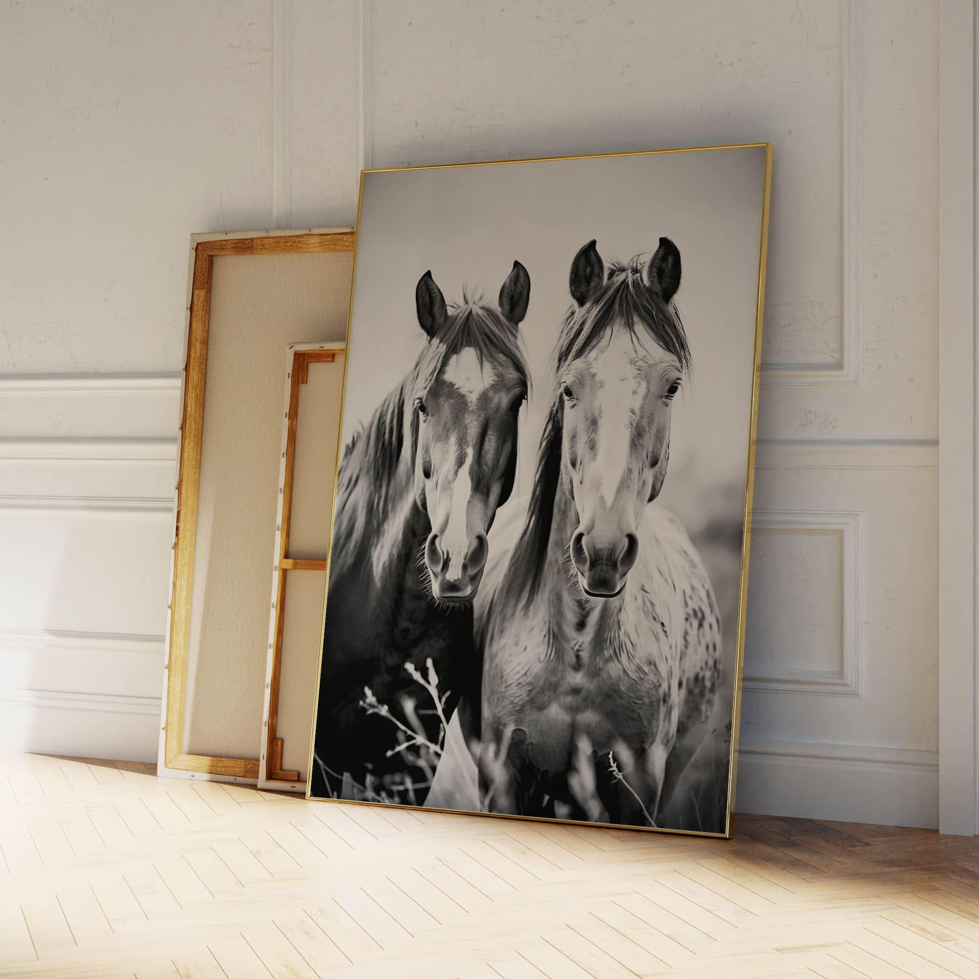 Vintage Wild Horses Photo Mustang Art Print Two Horses Portrait Western ...