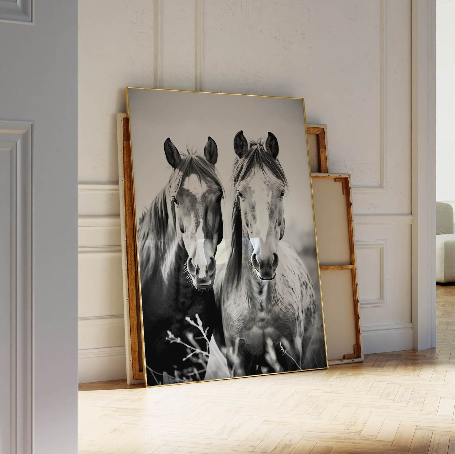 Vintage Wild Horses Photo Mustang Art Print Two Horses Portrait Western ...