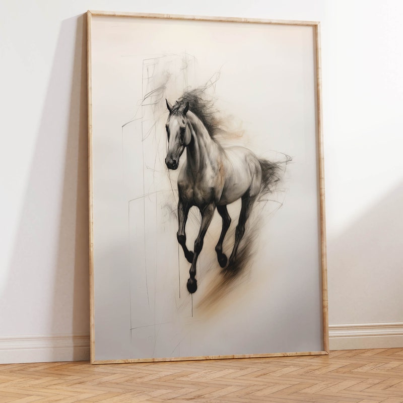Charcoal Drawing Horse - Etsy UK