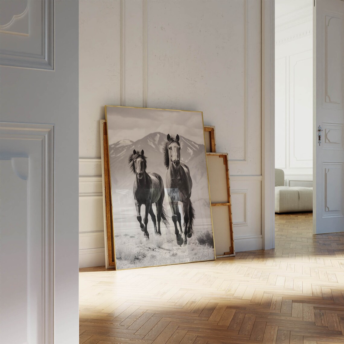Vintage Wild Horses Photo | Mustang Art Print | Two Horses Portrait ...