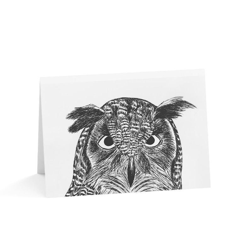 Hyperrealistic Owl Pen Art Illustration Greeting Card - Etsy