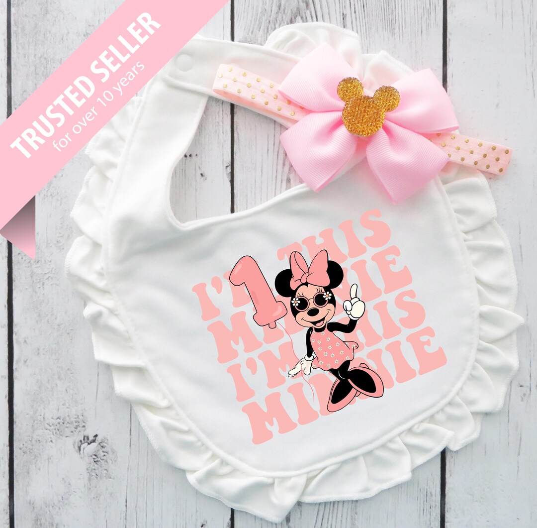 Minnie Mouse Bib for First Birthday – Minnie 1st Birthday Girl, Ruffle ...