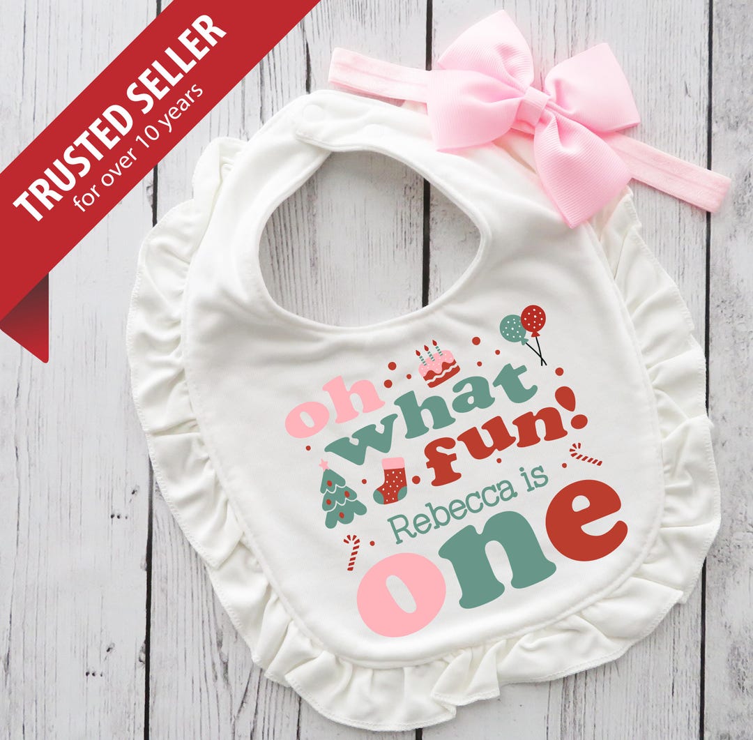 Oh What Fun It is to Be ONE Bib for First Birthday – Christmas Birthday ...