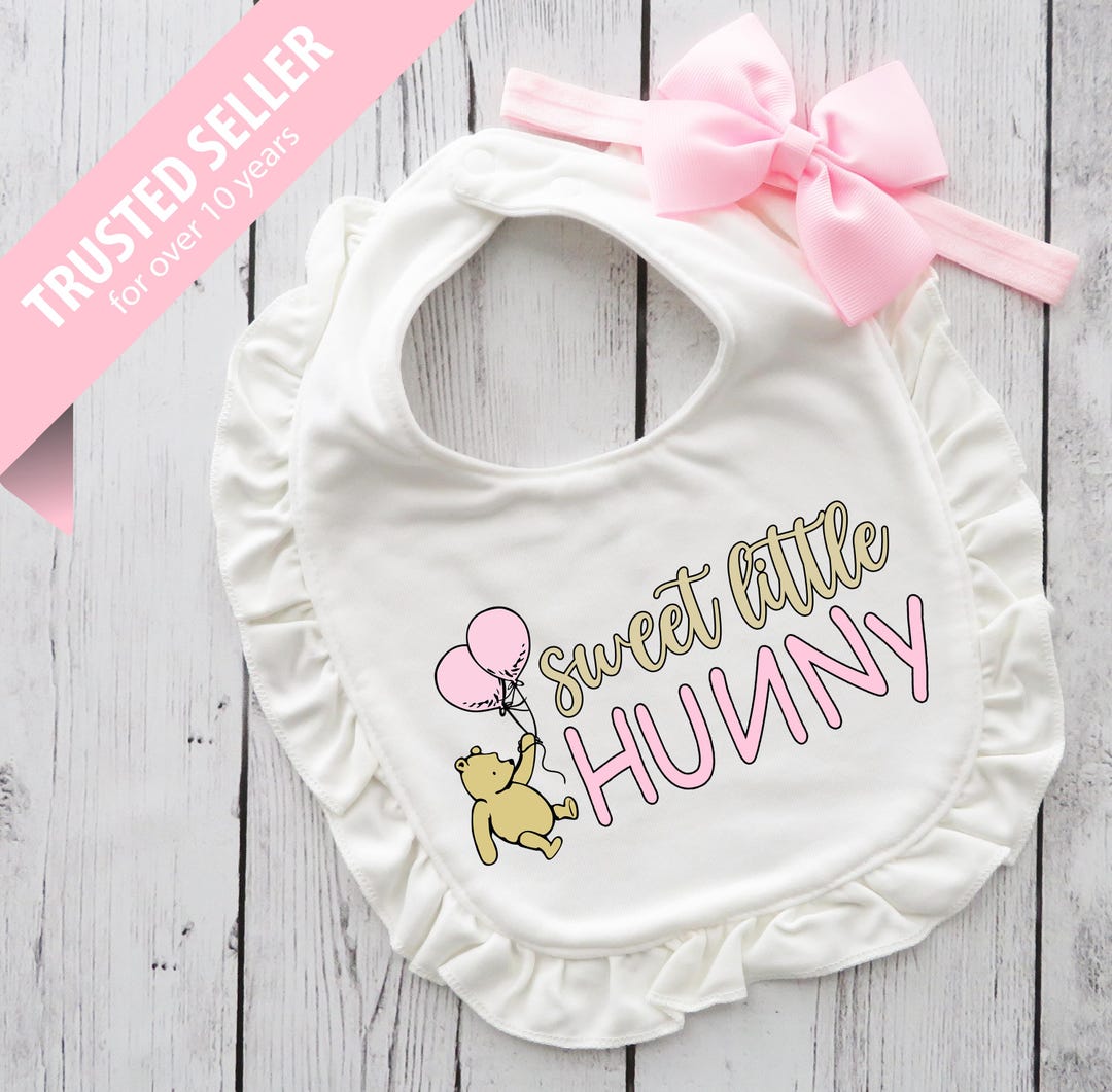 Classic Winnie the Pooh Bib for Girl Baby Shower – Pooh and Friends ...