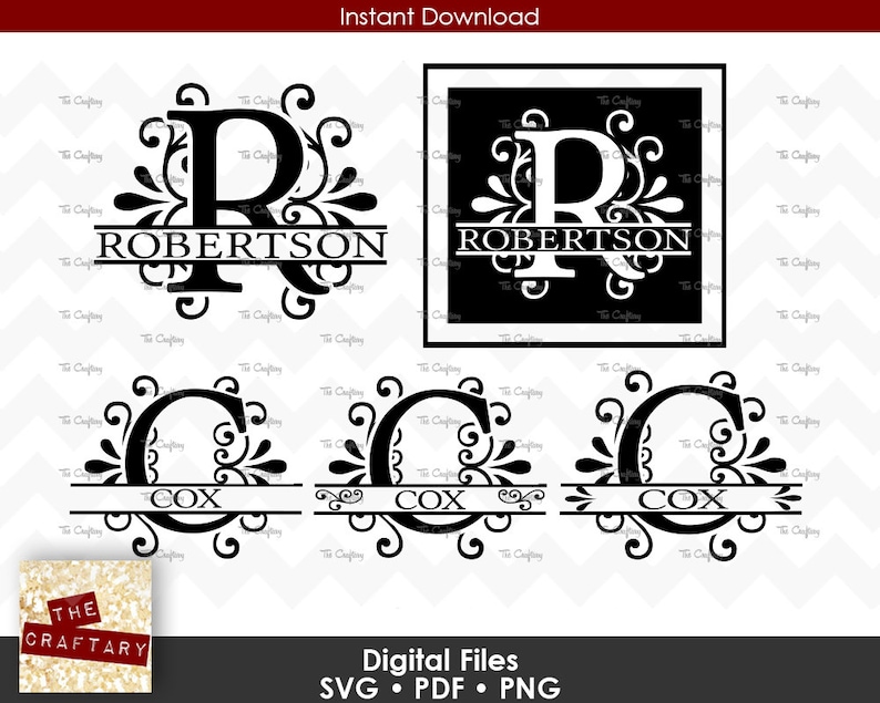 Split Monogram Alphabet Letters Numbers Decorative SVG | Etsy