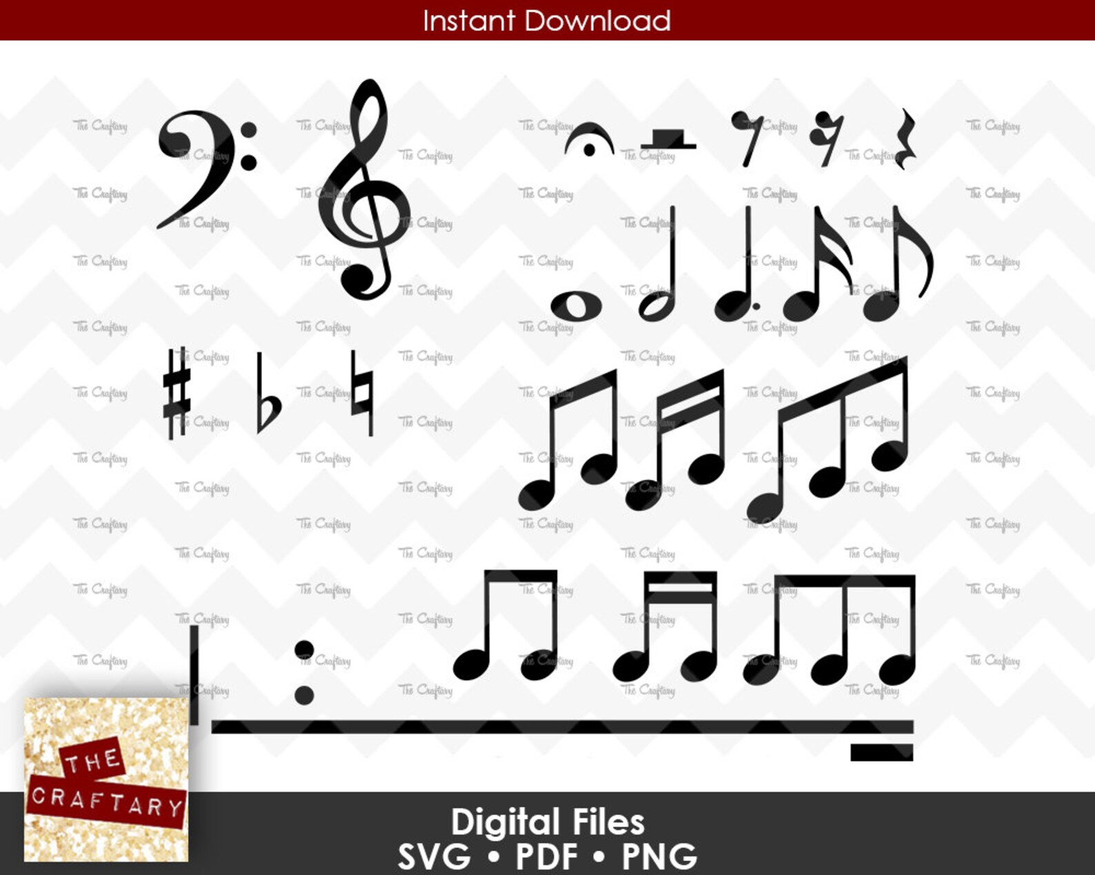 Music Symbols Quarter Half Whole Triplet Notes Treble Bass - Etsy