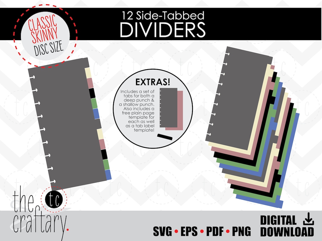 DIY 12 Side-tabbed Classic Skinny Disc Bound Planner Dividers Notebook ...