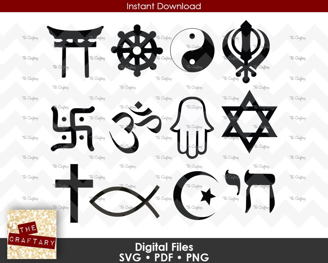 12 Religious Symbols SVG Bundle | Buddhism, Christian Cross Fish ...