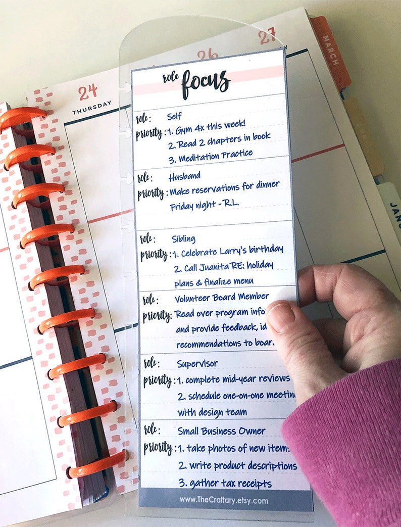 Disc Planner Focus Card Insert Sleeve Bookmark 5 Inserts - Etsy