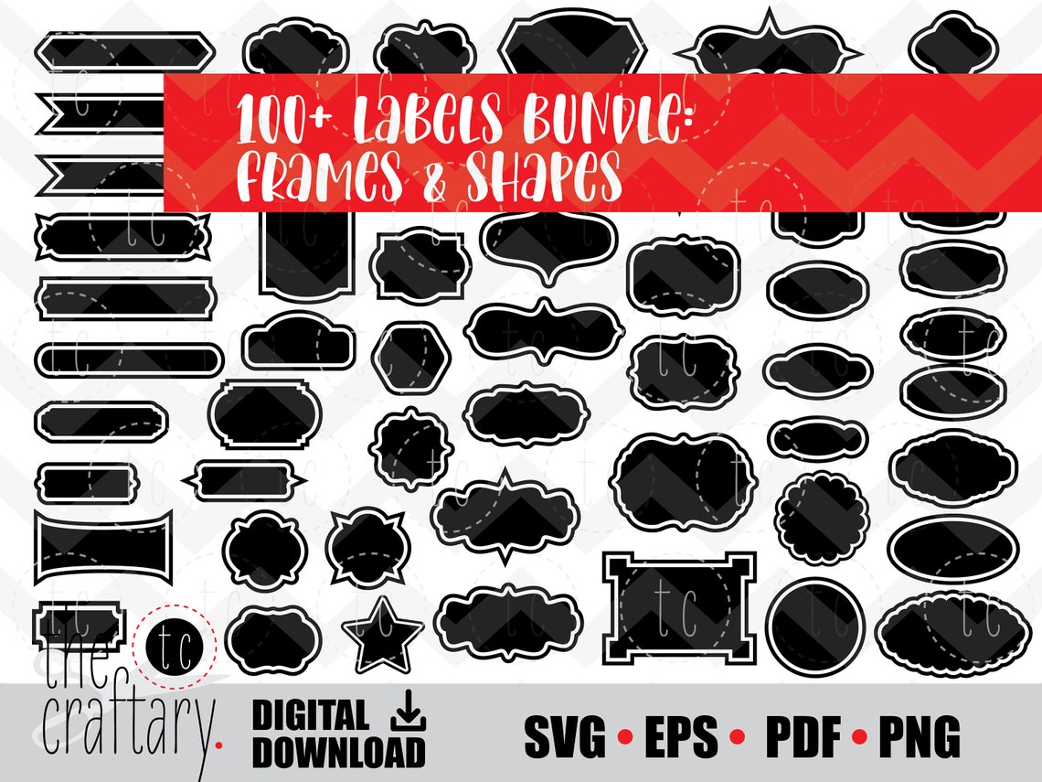 150 Labels Shapes & Frames Bundle Decorative Labels and | Etsy