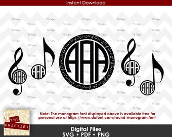 Music Monogram Svg | Etsy