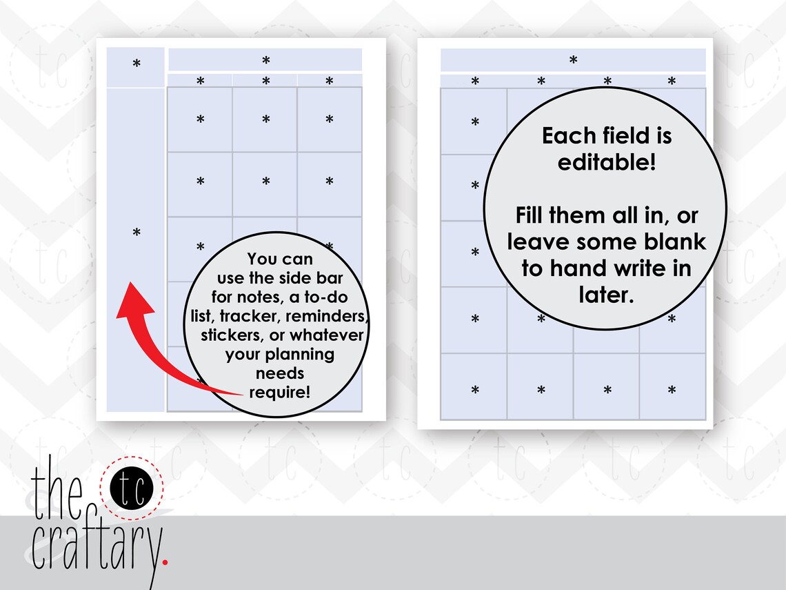 EDITABLE Monthly Layout Classic Calendar Pages Template | Disc Planner ...