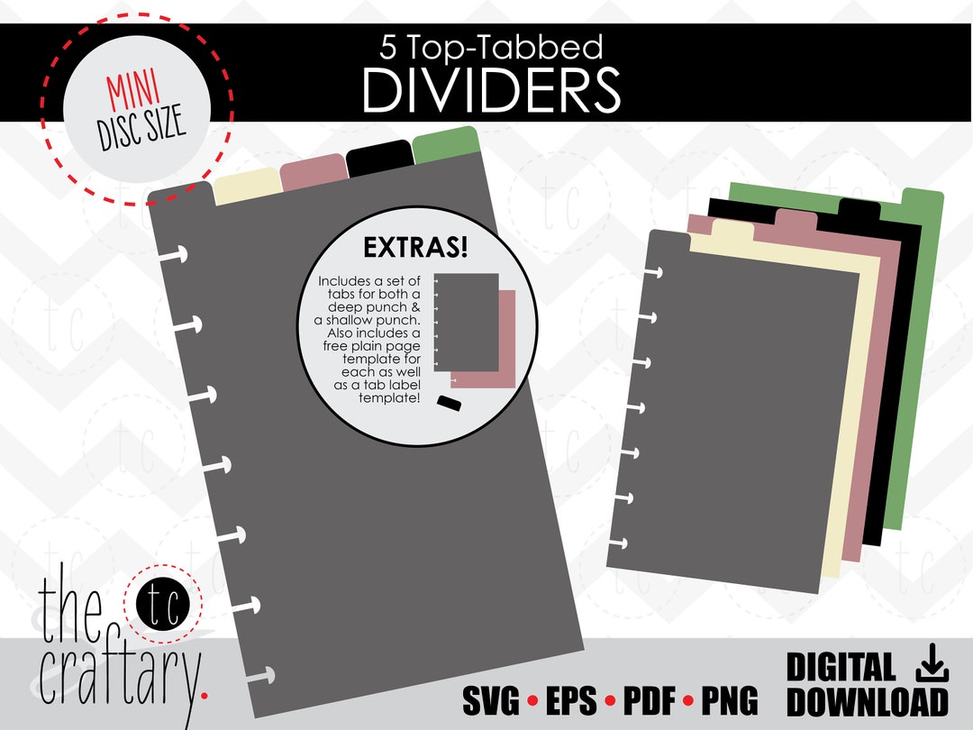 DIY 5 Top-tabbed Mini Disc Bound Planner Dividers | Notebook Calendar ...