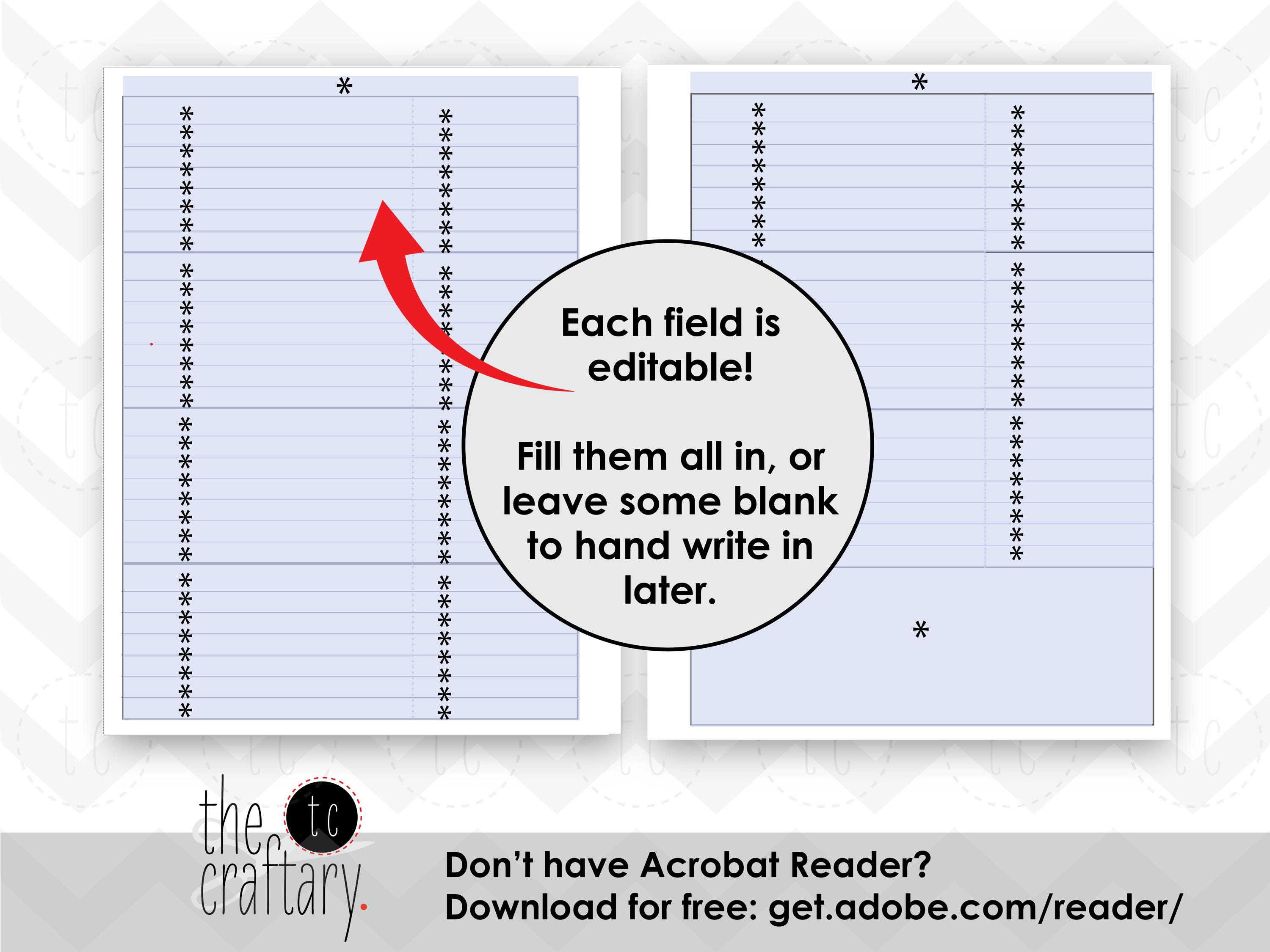 EDITABLE Weekly (horizontal Lined Split Style) Letter/big Calendar ...