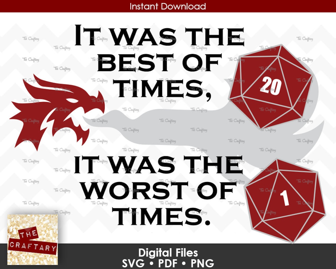 Dungeons and Dragons D&D D20 It Was the Best of Times It Was | Etsy