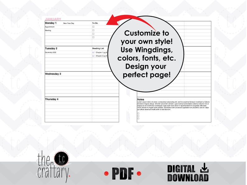 EDITABLE Weekly (horizontal Lined Split Style) Letter/big Calendar ...