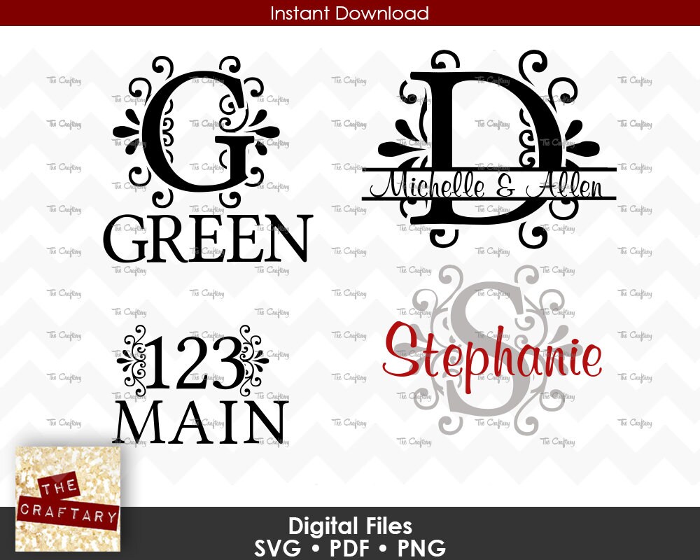 Split Monogram | Alphabet Letters Numbers | Decorative SVG - Etsy