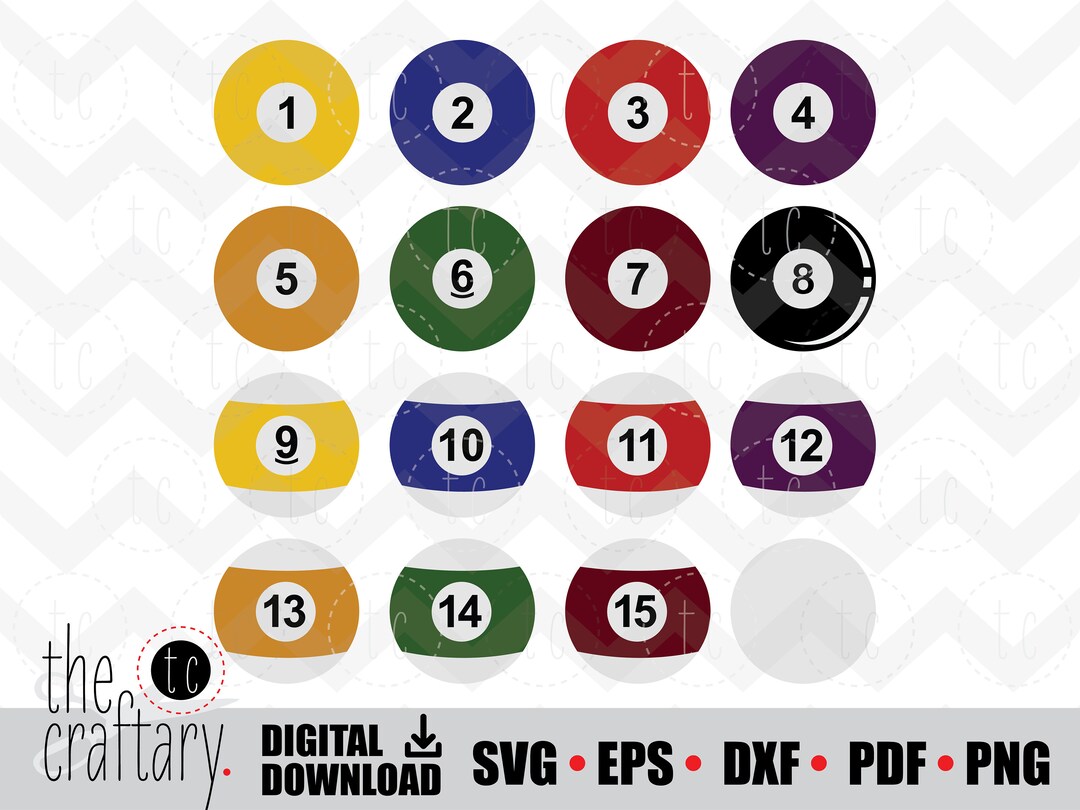 Pool Billiards Snooker | Cue Eight 8 Ball | Svg • Eps • Dxf • Pdf • Png ...