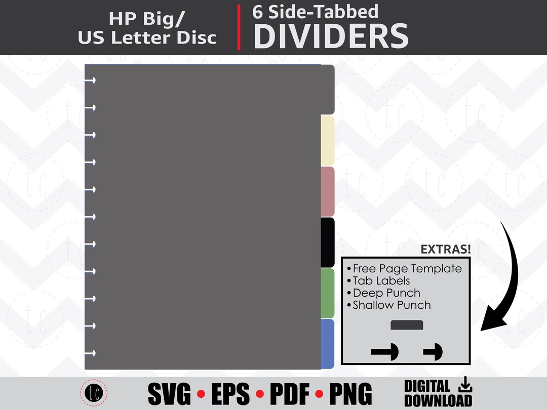DIY 6 Side-tabbed Letter (big) Disc Bound Planner Dividers | Notebook ...