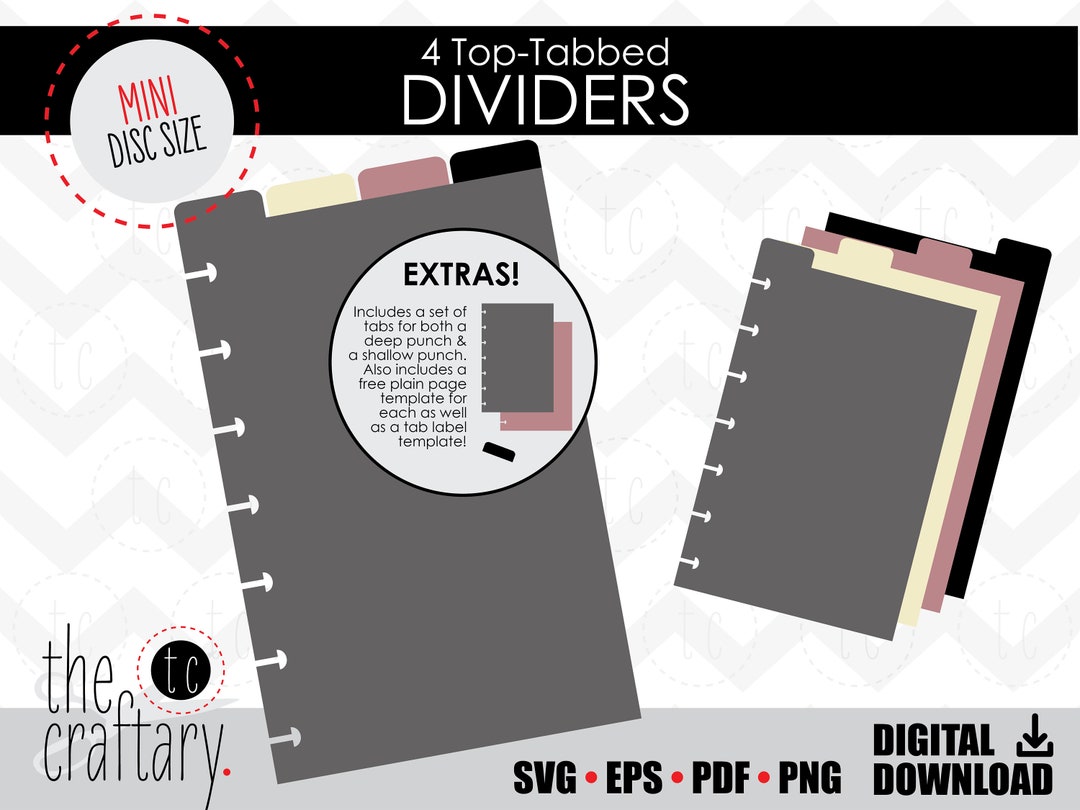 DIY 4 Top-tabbed Mini Disc Bound Planner Dividers | Notebook Calendar ...