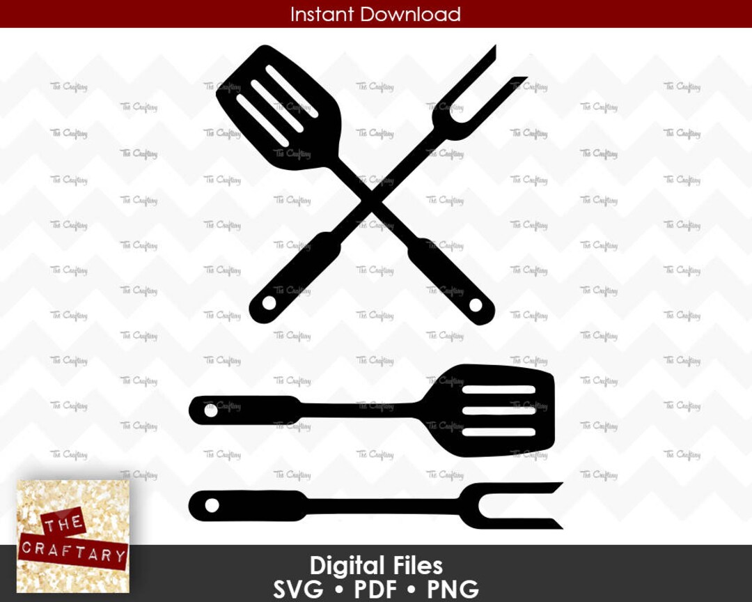 Grilling Utensils Spatula and Fork Kitchen SVG Files - Etsy