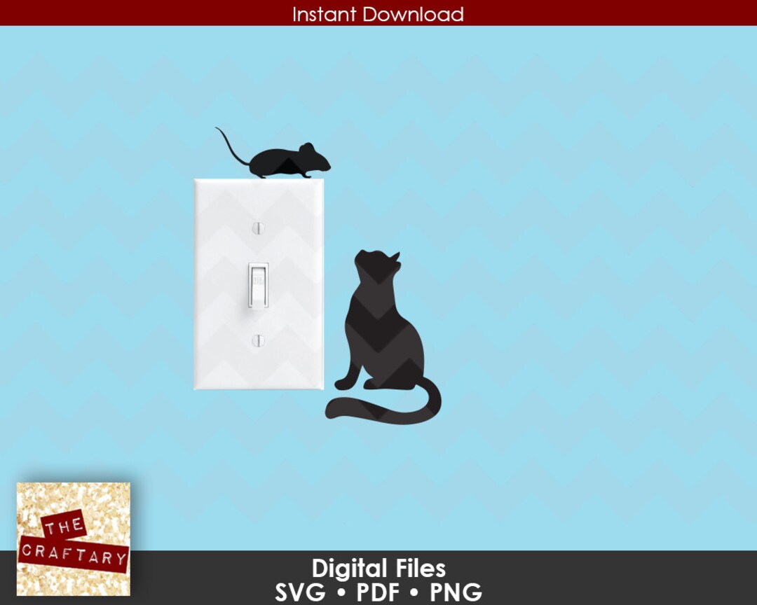 Cat and Mouse Light Switch Graphic | Outlet Cover Plate | SVG File - Etsy