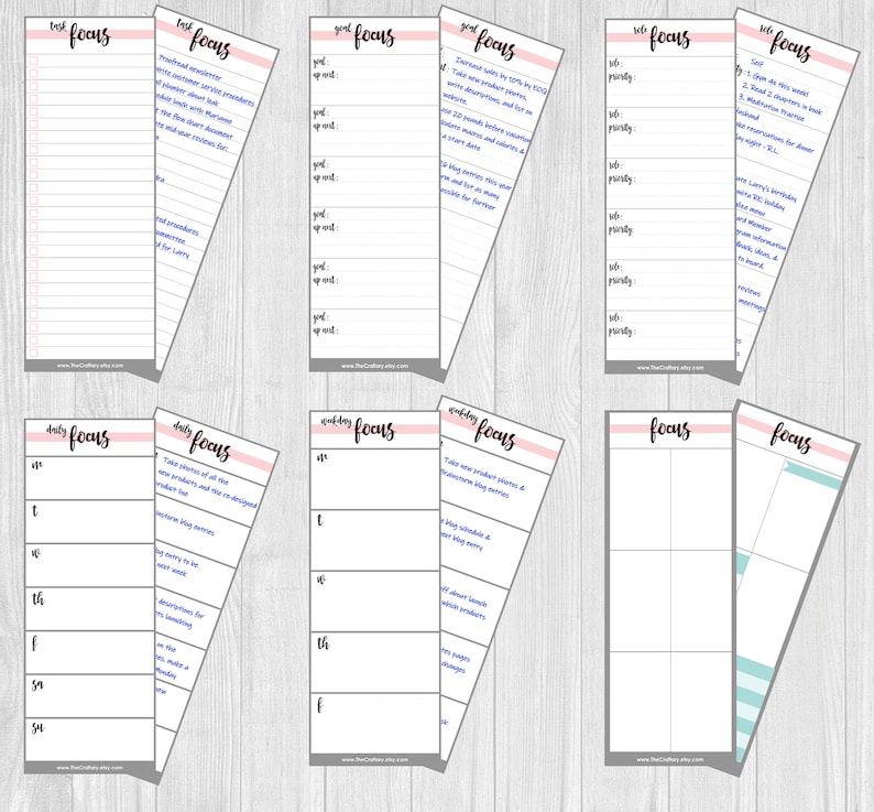 Disc Planner Focus Card Insert Sleeve Bookmark 5 Inserts - Etsy