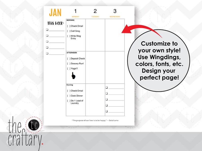 EDITABLE Weekly vertical Style Classic Calendar Pages | Etsy