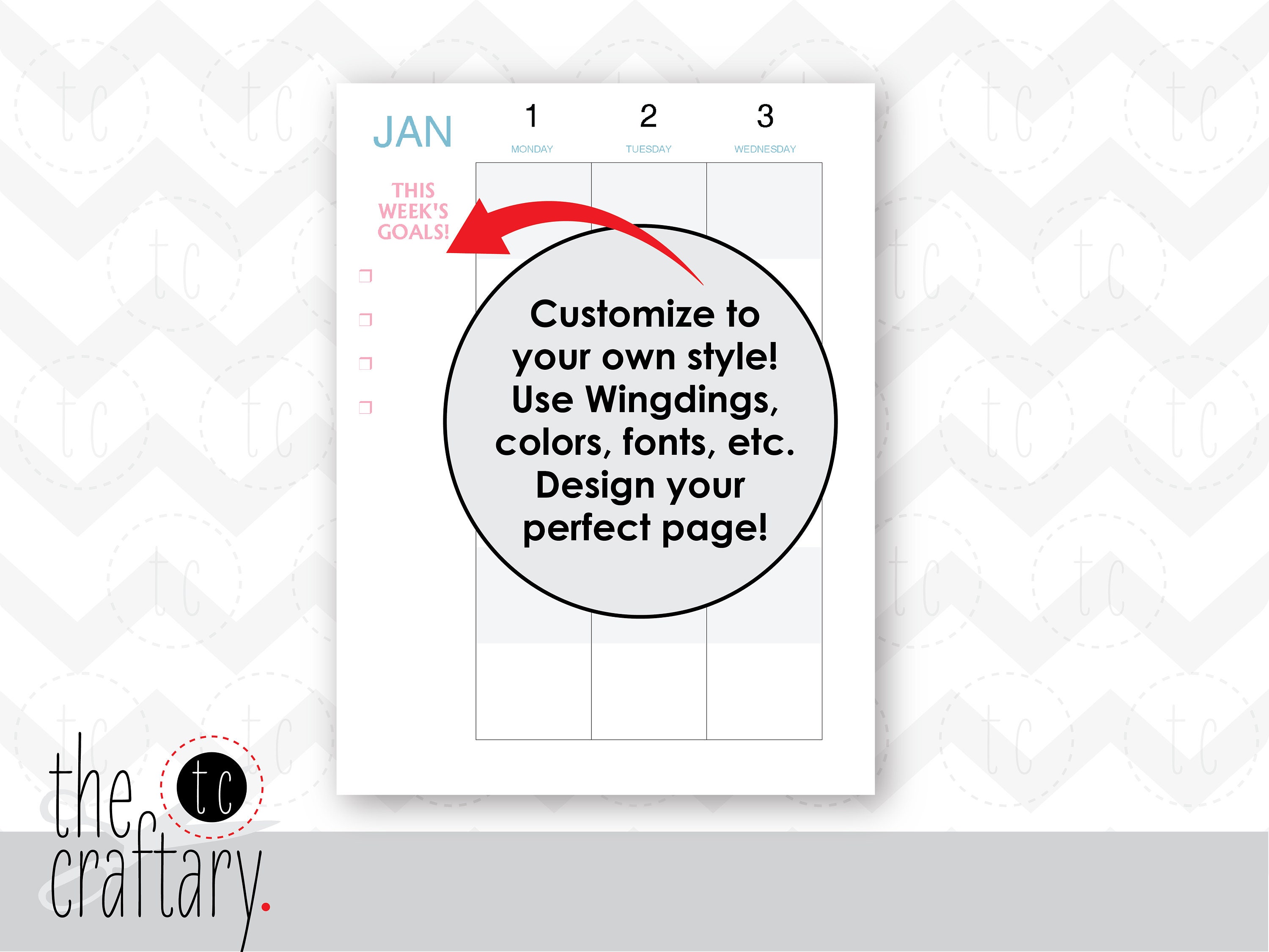 EDITABLE Weekly (color Block Style) Classic Calendar Pages Template ...