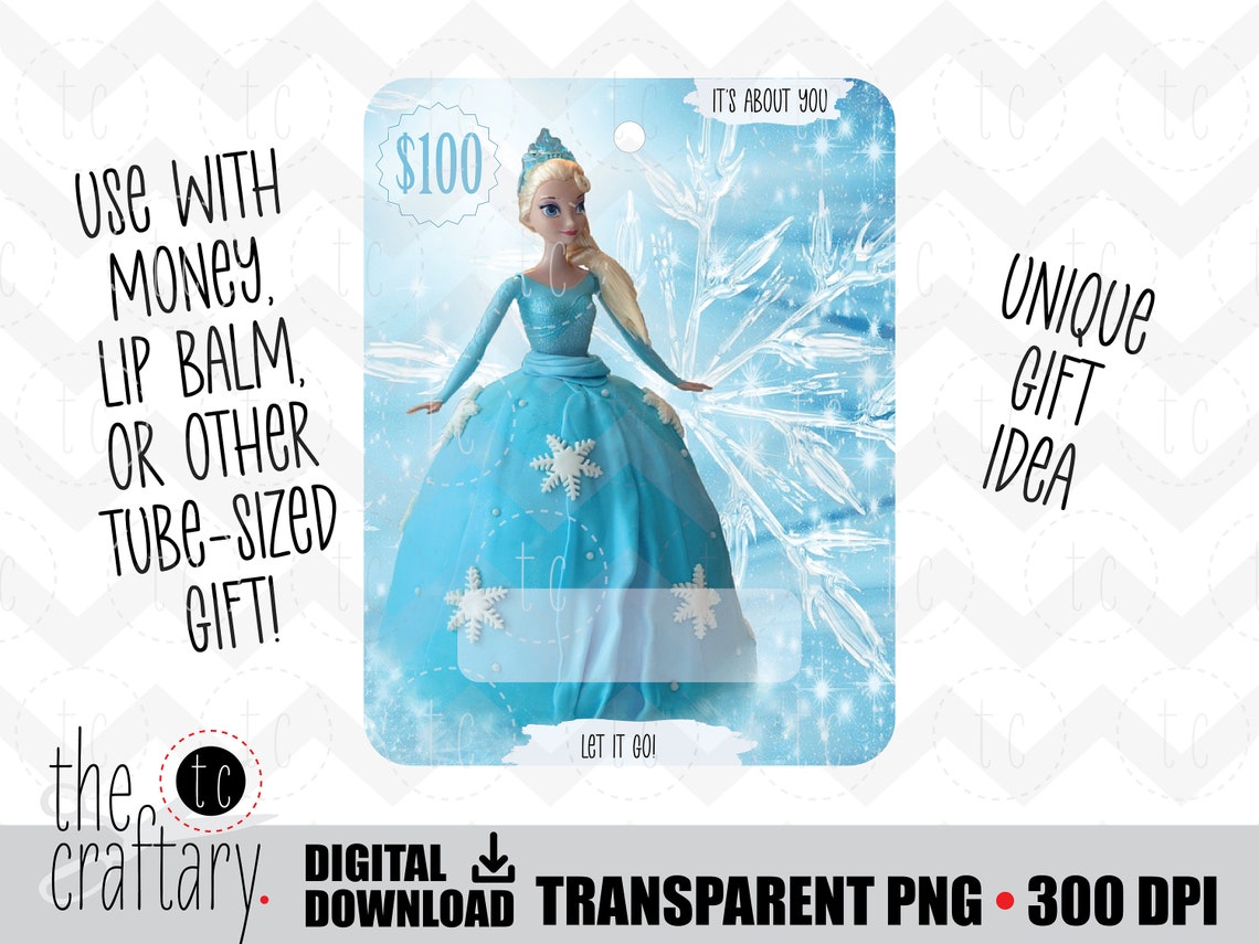 Printable Frozen Elsa Money Card Holder Lip Balm Chapstick - Etsy