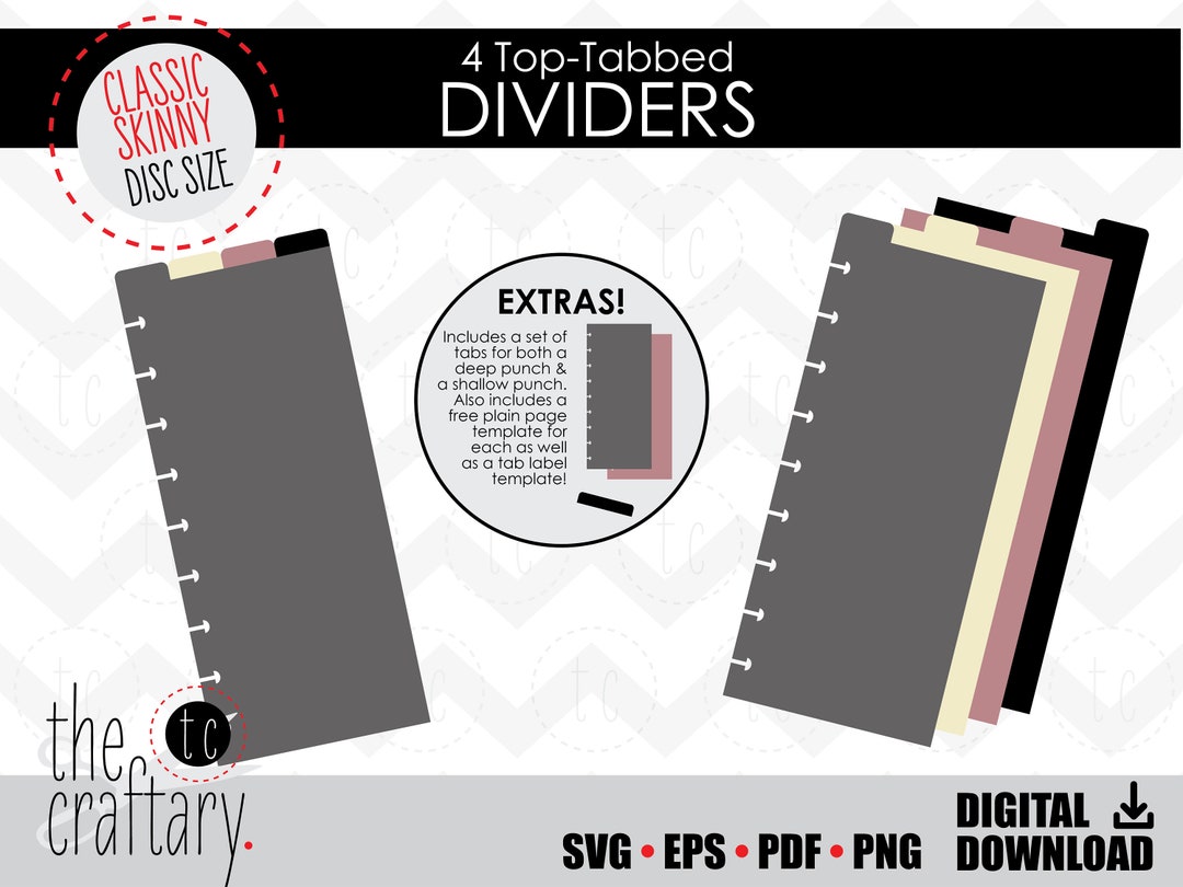 DIY 4 Top-tabbed Classic Skinny Disc Bound Planner Dividers Notebook ...