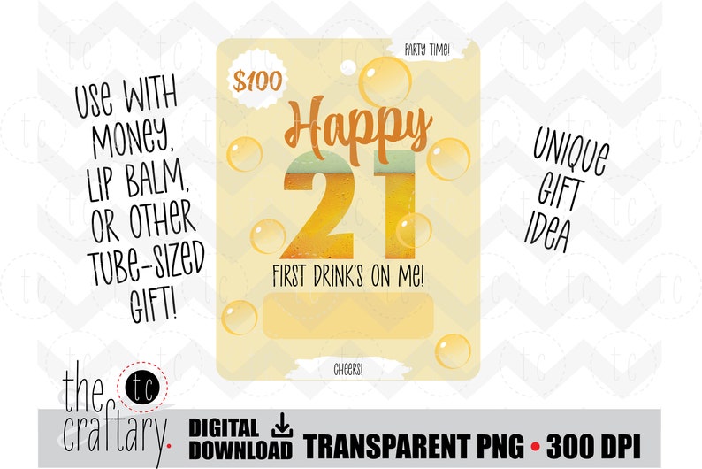 Printable Happy 21 Birthday Money Card Holder | Lip Balm Chapstick ...