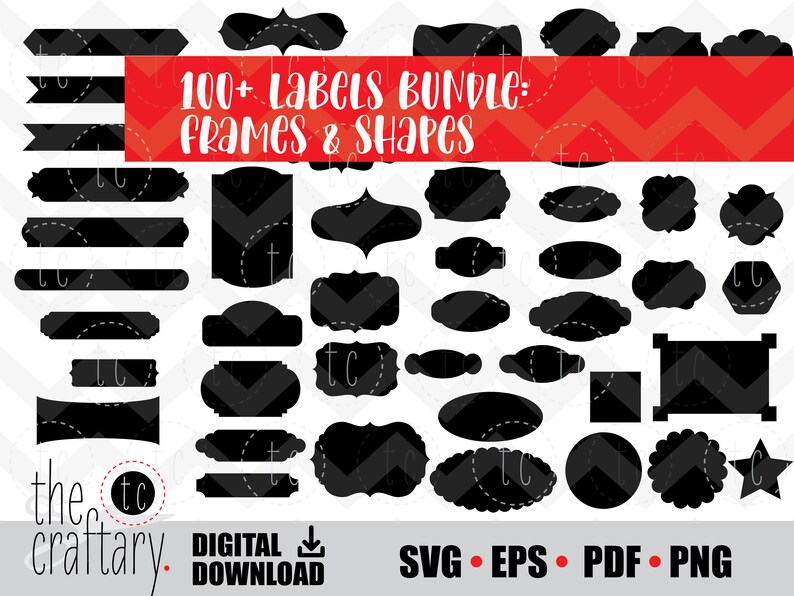 150 Labels Shapes & Frames Bundle Decorative Labels and | Etsy