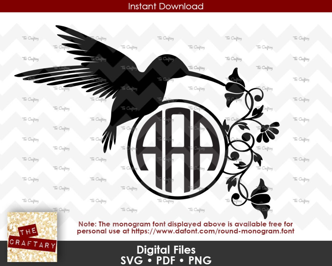 Hummingbird | Flowers | Circle Monogram Frame | Round Initials | SVG ...