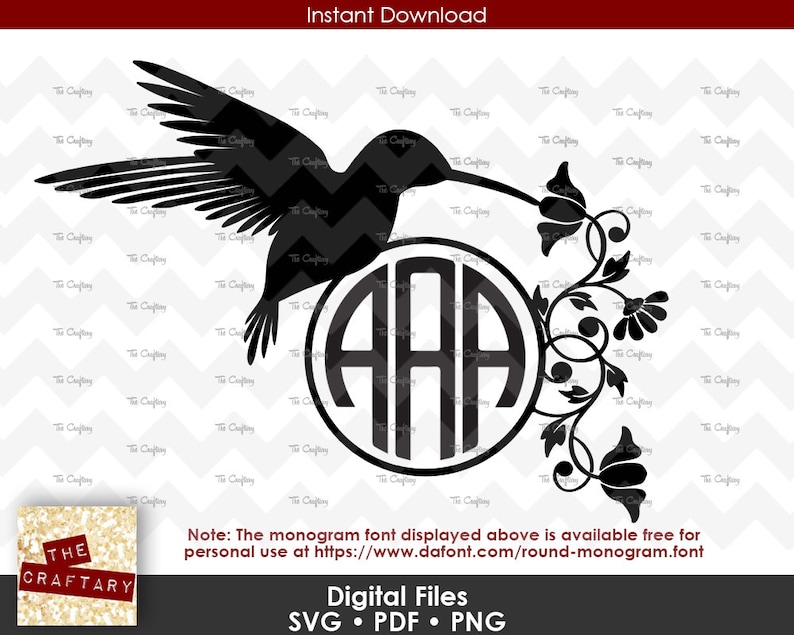 Hummingbird Flowers Circle Monogram Frame Round Initials - Etsy