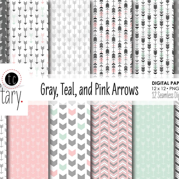 Pink Teal Gray - Etsy