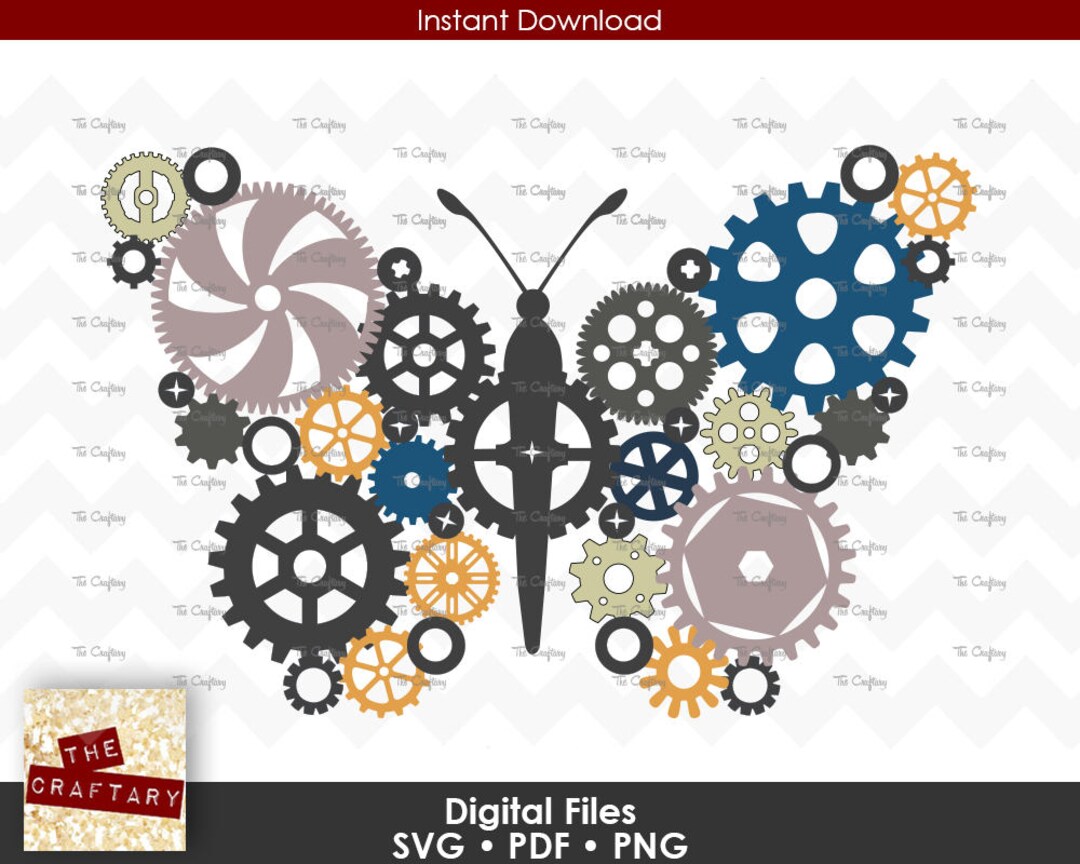 Butterfly Steampunk Gears Cogs Industrial SVG File - Etsy