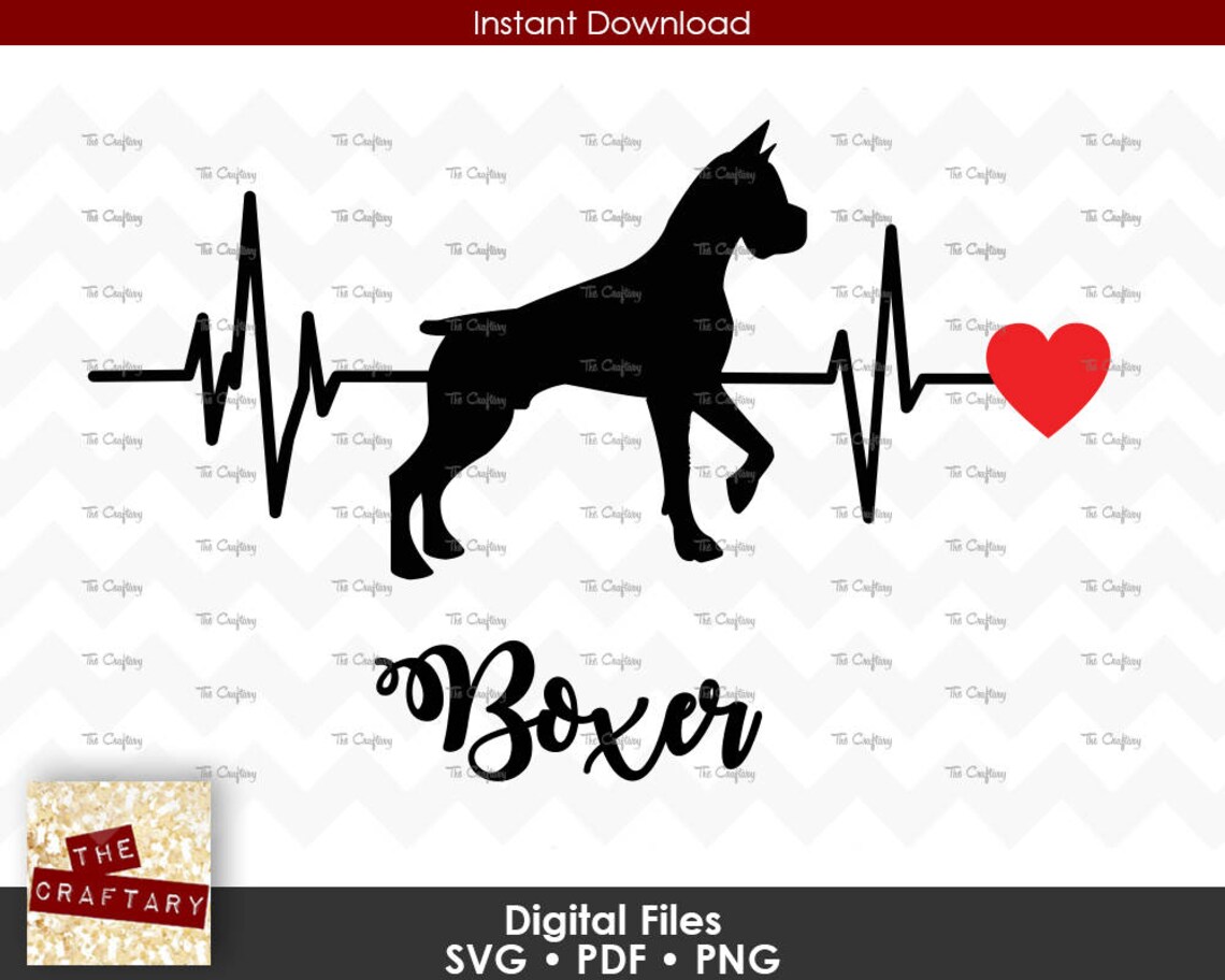 Boxer Love Heart Heartbeat SVG File | Etsy