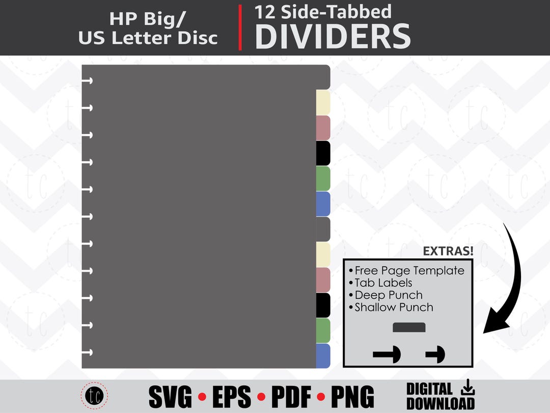 DIY 12 Side-tabbed Letter (big) Disc Bound Planner Dividers | Notebook ...