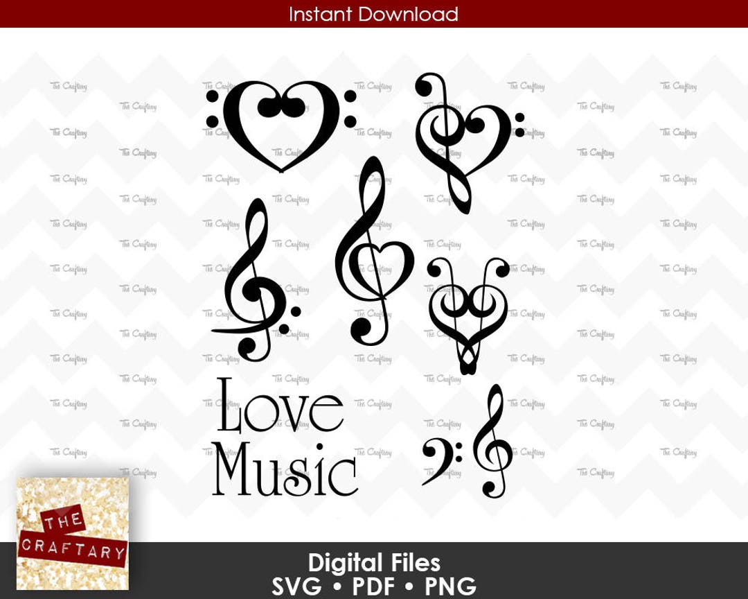 Music Love Heart SVG Collection - Etsy