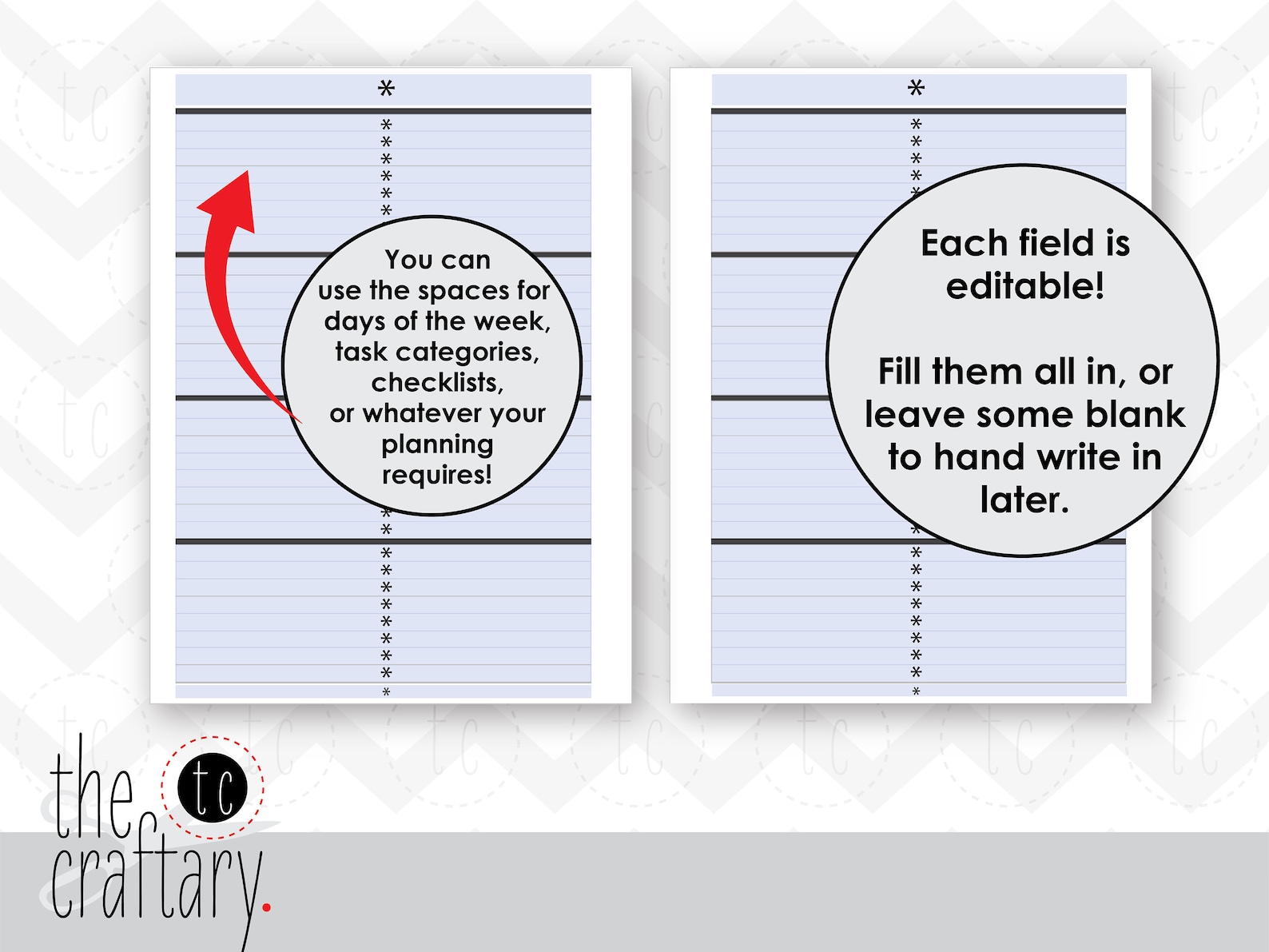 EDITABLE Weekly Lined (horizontal Style) Classic Calendar Pages ...