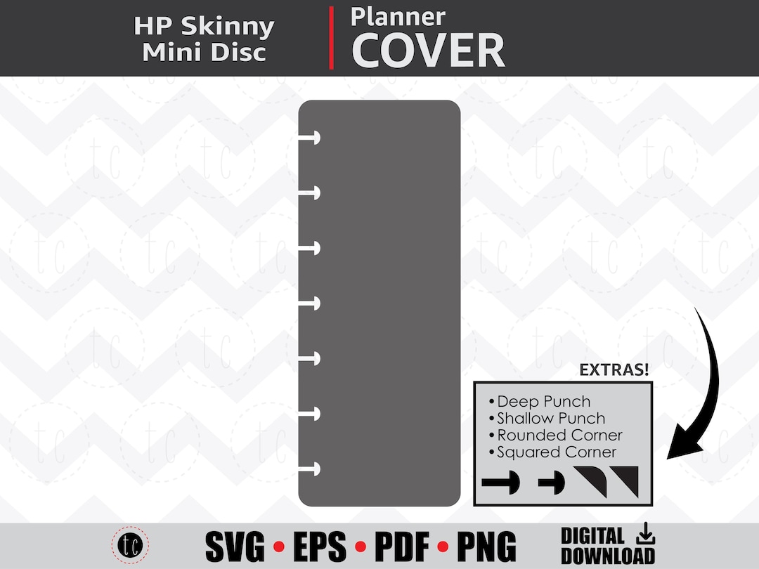DIY Skinny Mini Disc Bound Planner Cover Template | Notebook Calendar ...