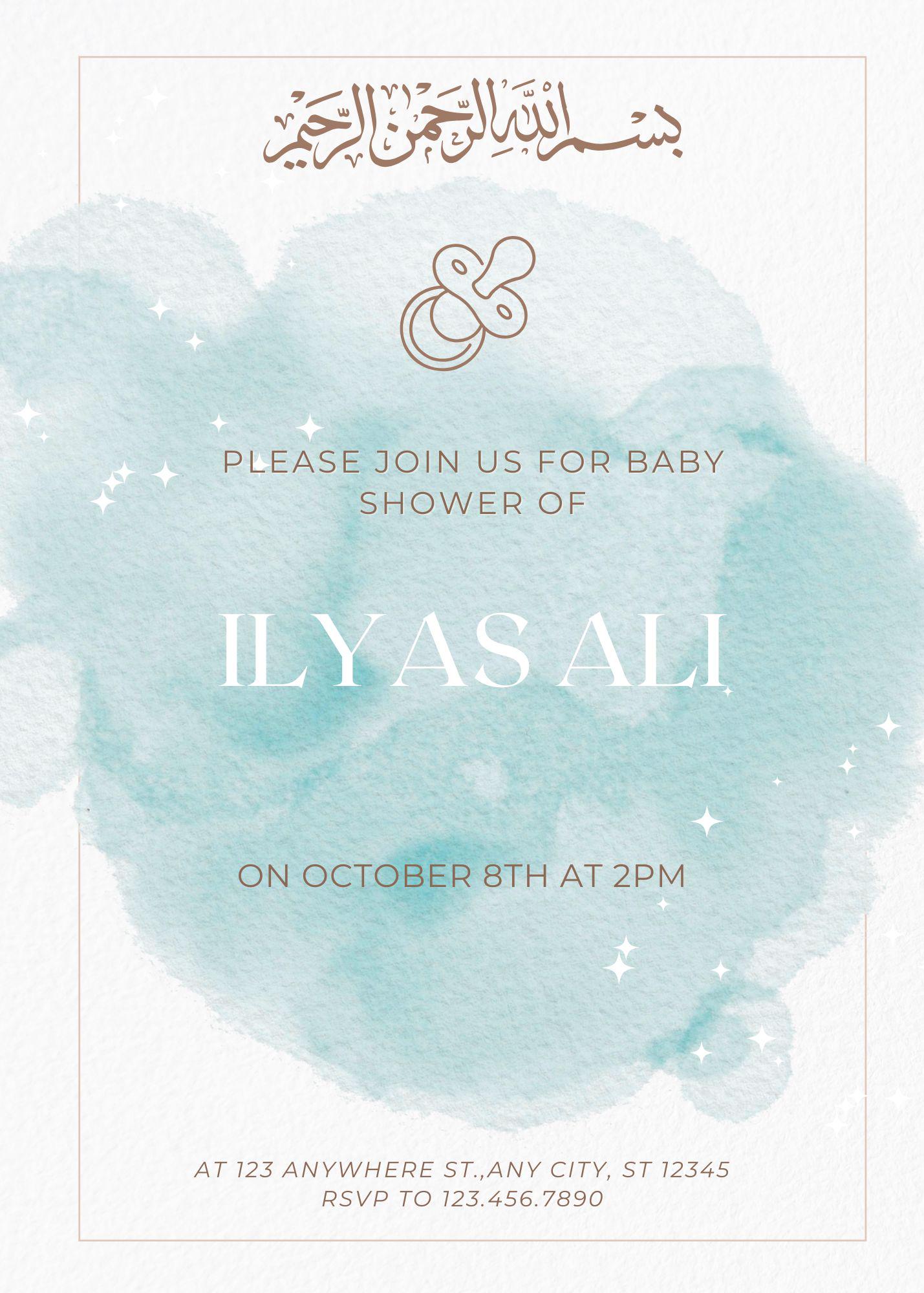 Muslim Baby Shower Invitation | Islamic Baby Shower Template | Editable ...