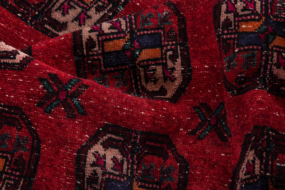 5x8 Red Vintage Ghoochan Rug, Handwoven Tribal Wool Floor Carpet ...