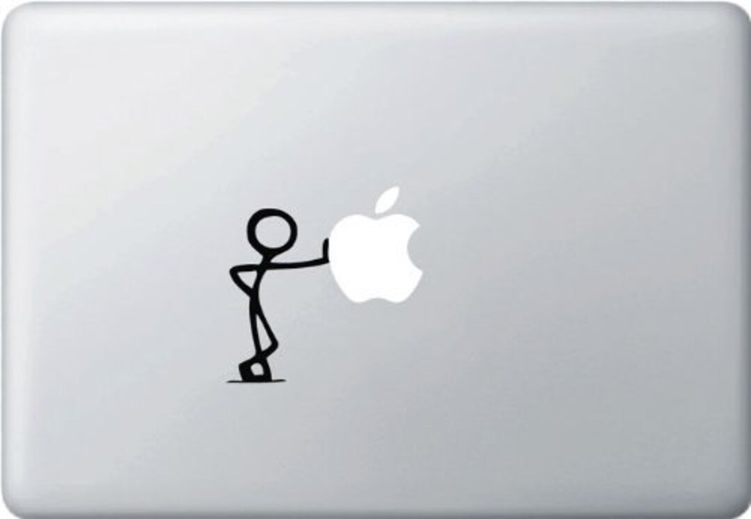 MacBook - Stick Man Leaning on Apple Logo - Funny Car Truck Sticker ...