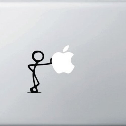 Stick Figure Leaning Mac Apple Logo Cover Laptop Vinyl Decal | Etsy