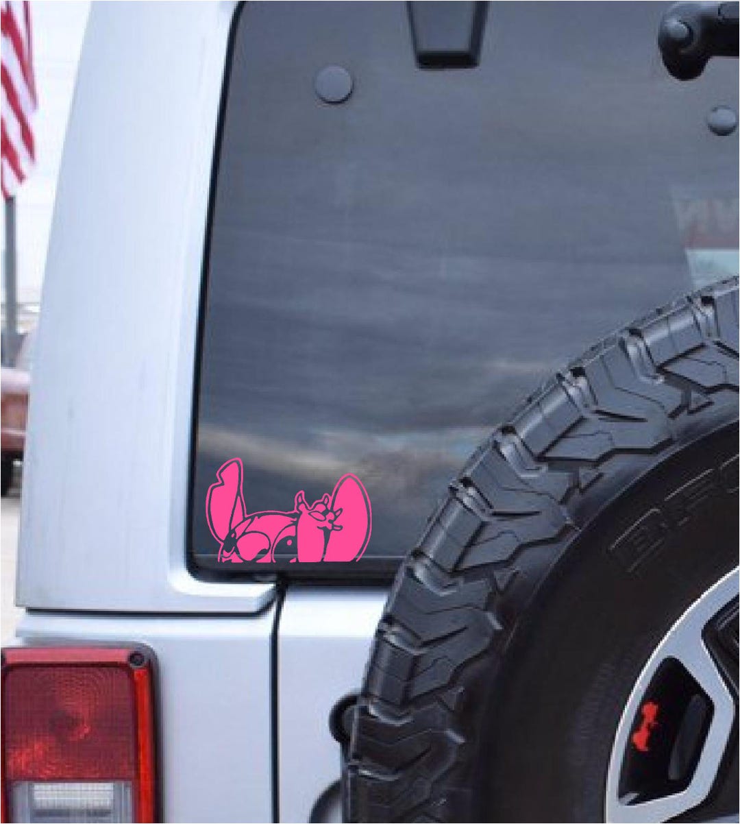 Stitch Waving Funny Yoga Pose Car Truck Sticker Cute Vinyl White Puppy ...