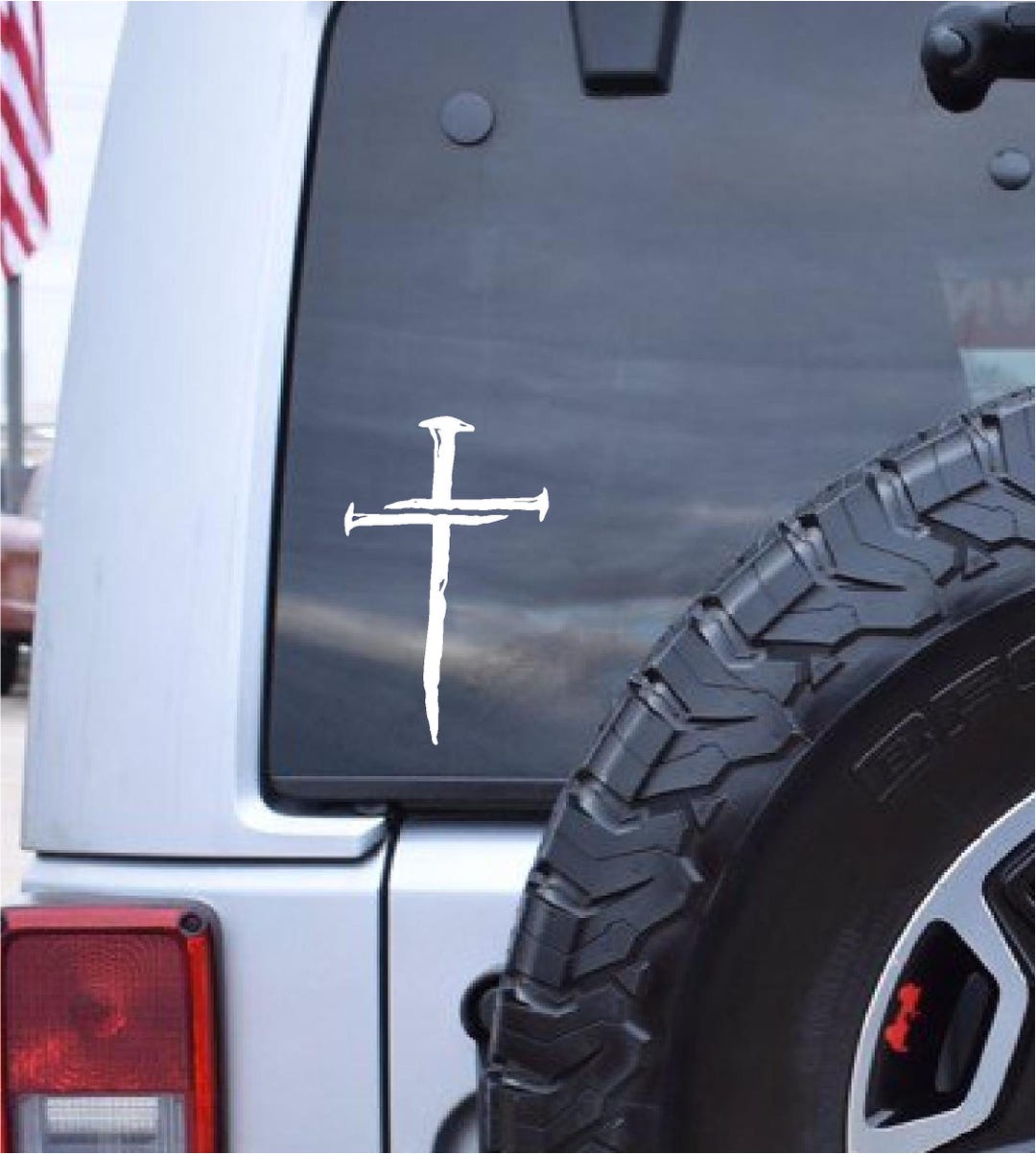 Cross With Nails Decal Funny Car Truck Sticker Cute Bumper - Etsy