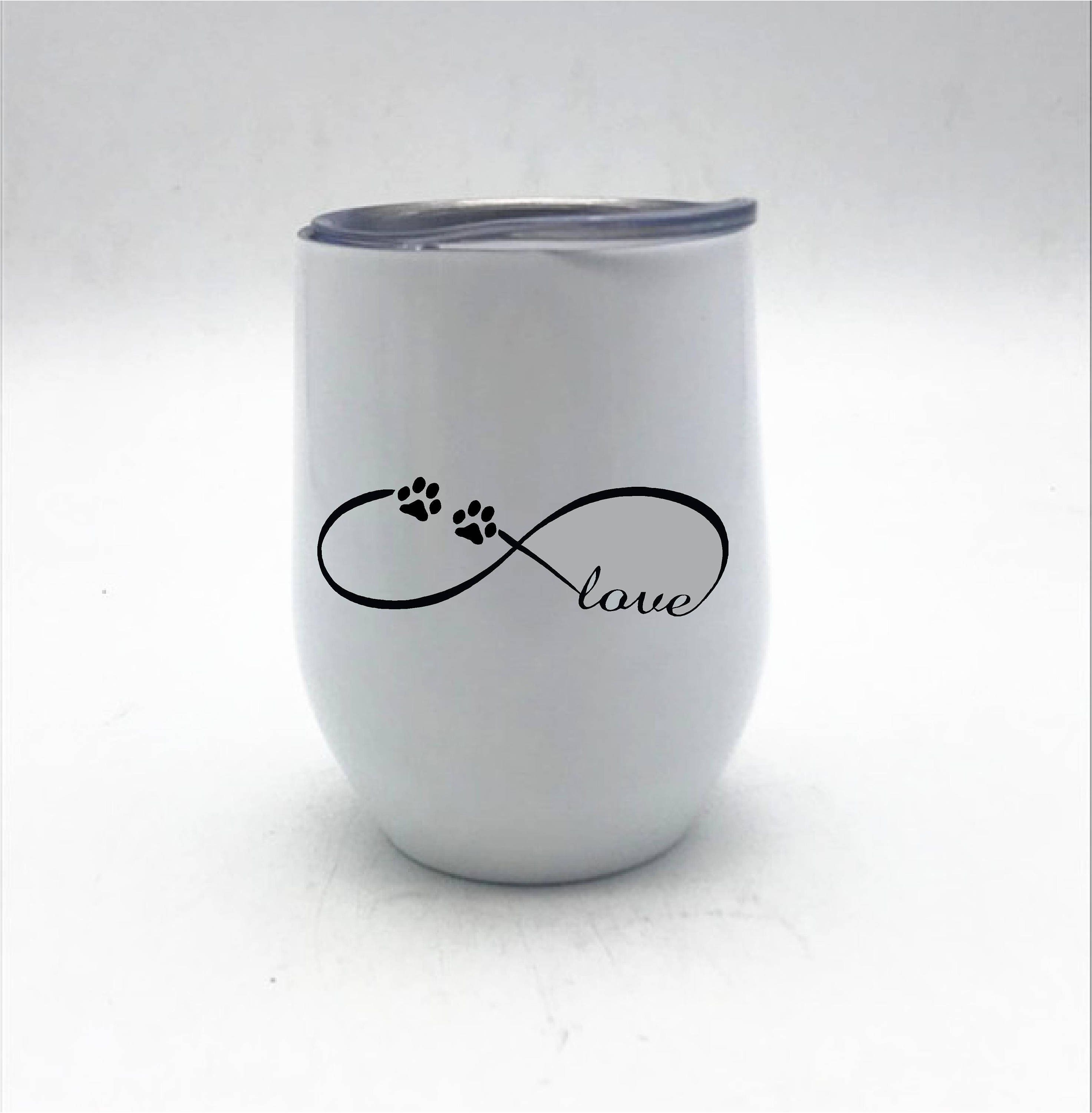 Paw Print Infinity Love Dog Lover White 12 Oz Stainless Steel Wine ...