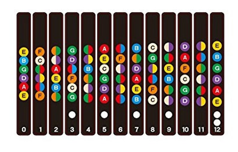 Guitar Fret Stickers Color Coded Fretboard Fret Map Guitar - Etsy